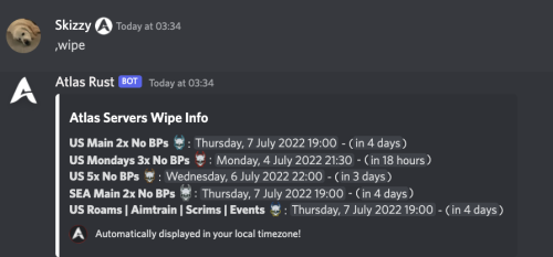 Rust Discord Automated Wipe Countdown Bot Discord Bots Codefling