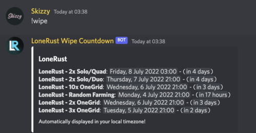 Rust Discord Automated Wipe Countdown Bot Discord Bots Codefling