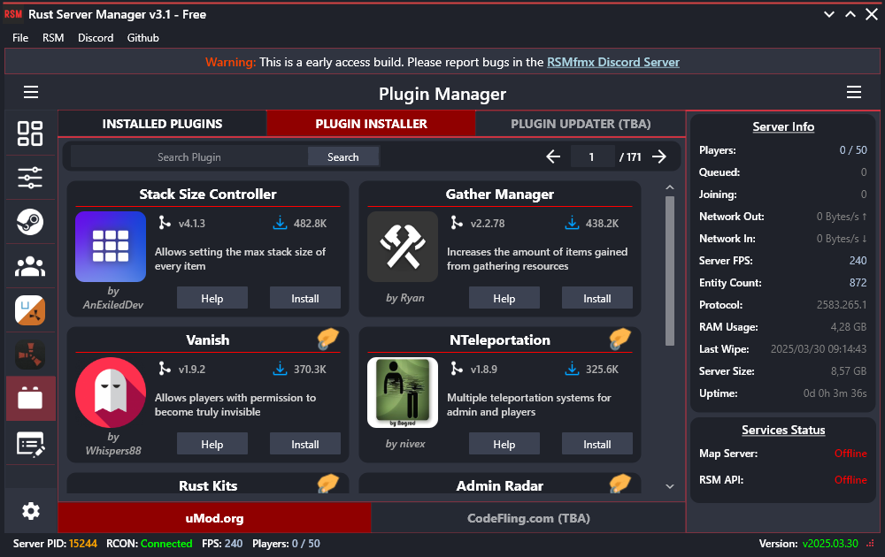 Rust Server Manager FMX - Tools - Codefling